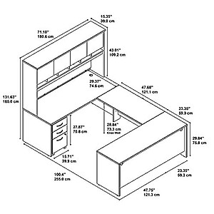Bush Business Furniture Series C U Shaped Desk with Hutch and Storage, 72W, Mahogany