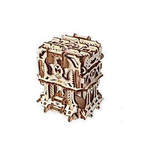 UGEARS 3D Puzzle for Board Games – Deck Box for up to 120 Game Cards - Unique Mechanical Devices for Family Tabletop Role-Playing Games - Wooden Construction Kits for Adults