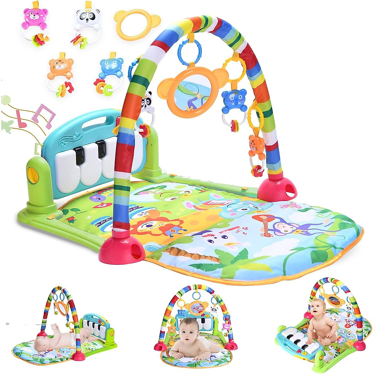 WYSWYG Baby Play Mat Baby Play Gym Activity Mat Kick and Play Piano Gym Activity Center for Baby with Music and Light 0 3 6 12 Months