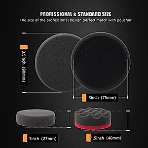 Car Wax Applicator, SPTA Car Handle Foam Applicator Pads,5Pcs 3 Inch Mix Waxing Pads Set Grip Applicator Foam Pads & Microfiber Pad Kit, Detailing Buffing Pads for Car Polishing Waxing Buffing Glaze