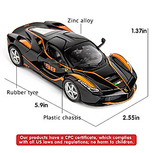 BDTCTK Compatible for 1:32 Ferrari FXX K Model Car, Zinc Alloy Pull Back Toy Car with Sound and Light for Kids Boy Girl Black