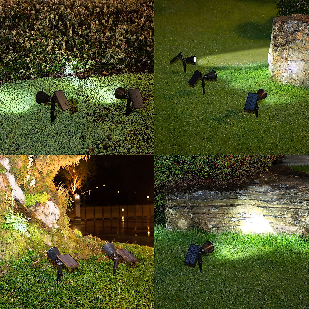 THALIA 7 Led Solar Lights Outdoor 4 Pack Solar Spot Lights Waterproof Solar Powered Landscape Spotlights Outdoor Pathway Lights Suit for Garden, Patio Yard (White light)