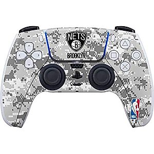 Skinit Gaming Decal Skin Compatible with PS5 and Compatible with PS5 Digital Edition DualSense Controller - Officially Licensed NBA Brooklyn Nets Digi Camo Design