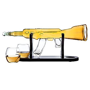 Gifts for Dad, Whiskey Gifts for Men, Whiskey Decanter Rifle with 2 Whiskey Glasses, Whiskey Decanter Set for Liquor, Scotch, Bourbon Vodka, Gifts for Men