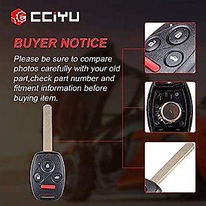 cciyu 4 Buttons Key Fob Replacement Keyless Entry Remote Car Key Fob Clicker Transmitter Alarm Replacement for 08-15 for H onda Accord/Pilot KR55WK49308 267T-5WK49308 5WK4930 (Pack of 1)