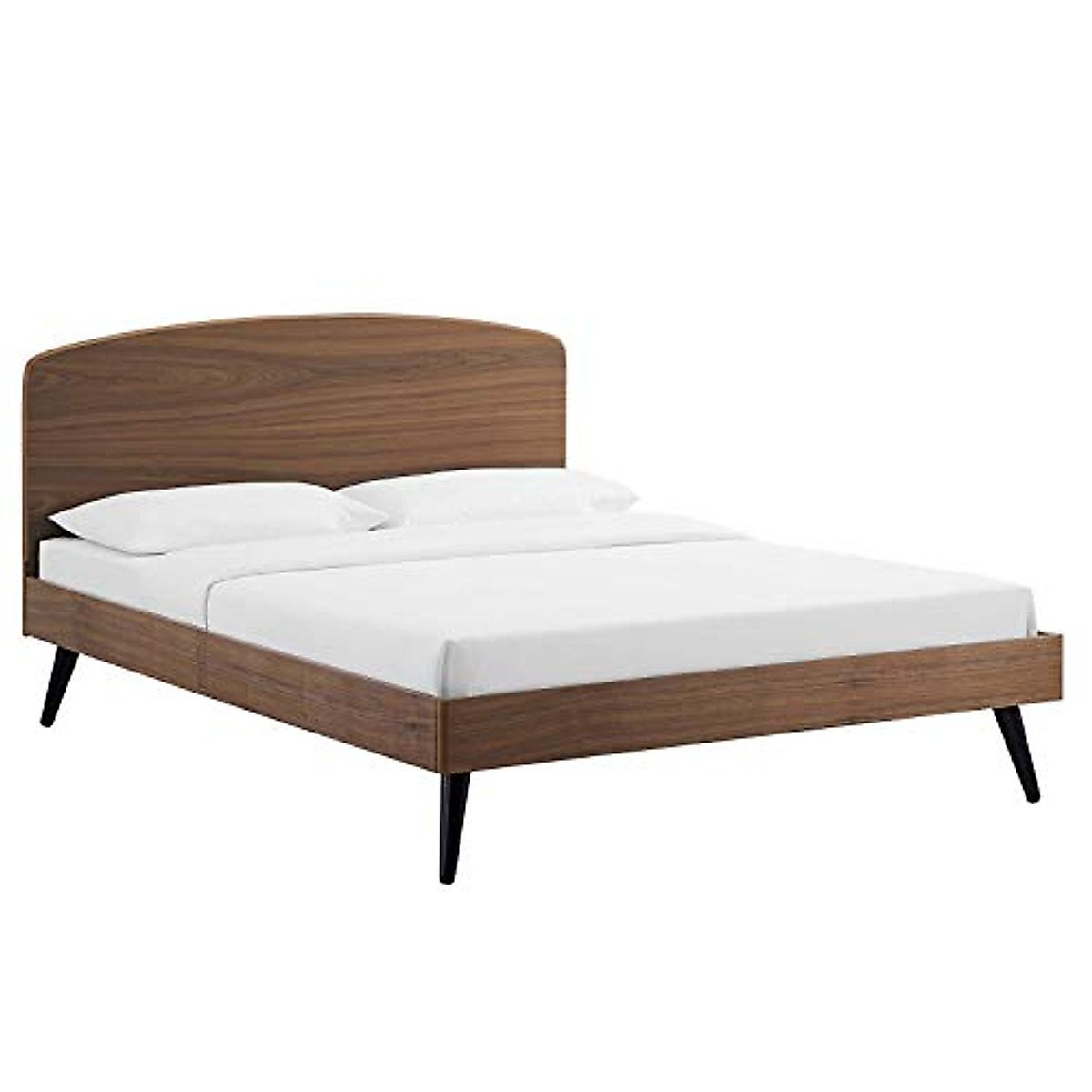 Modway Bronwen Full Wood Platform Bed in Walnut