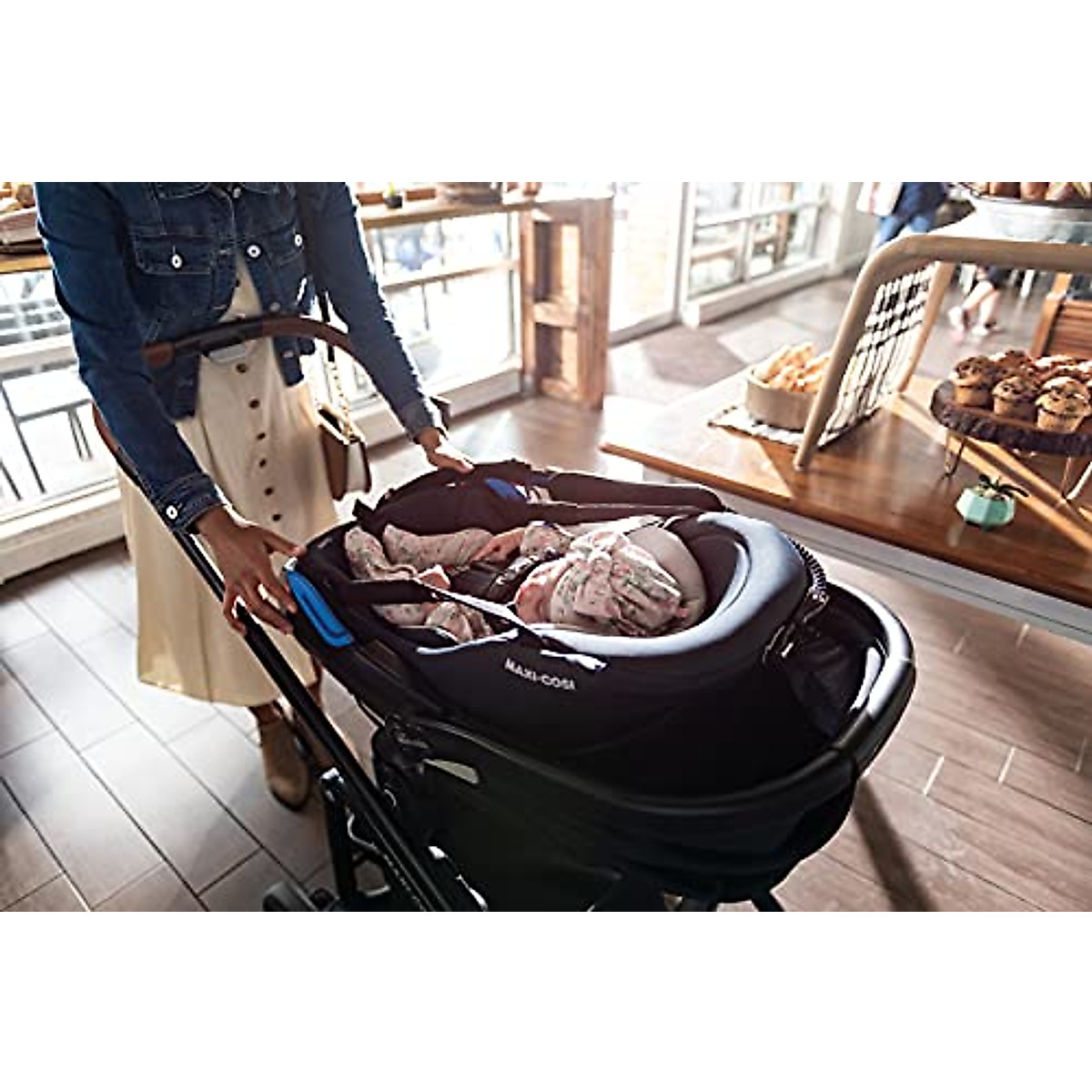 Maxi-Cosi Coral XP Infant Car Seat, Revolutionary 3-Piece Modular Nesting System for a More Comfortable, Intimate & Lightweight Carry, Essential Blue – PureCosi