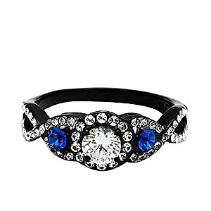 3.00 Ct Round Cut Blue Sapphire & Diamond Engagement Wedding Women's Ring 14k Black Gold Finish (9)