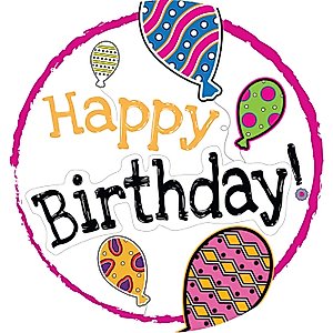 Car Magnet Happy Birthday Balloon Round White Magnetic Decal Sign for Car, Office or Fridge, 5.5 Inches (White Balloon)