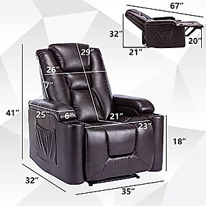 Phoenix Home Power Chair for Living Room Theater Recliner, Brown