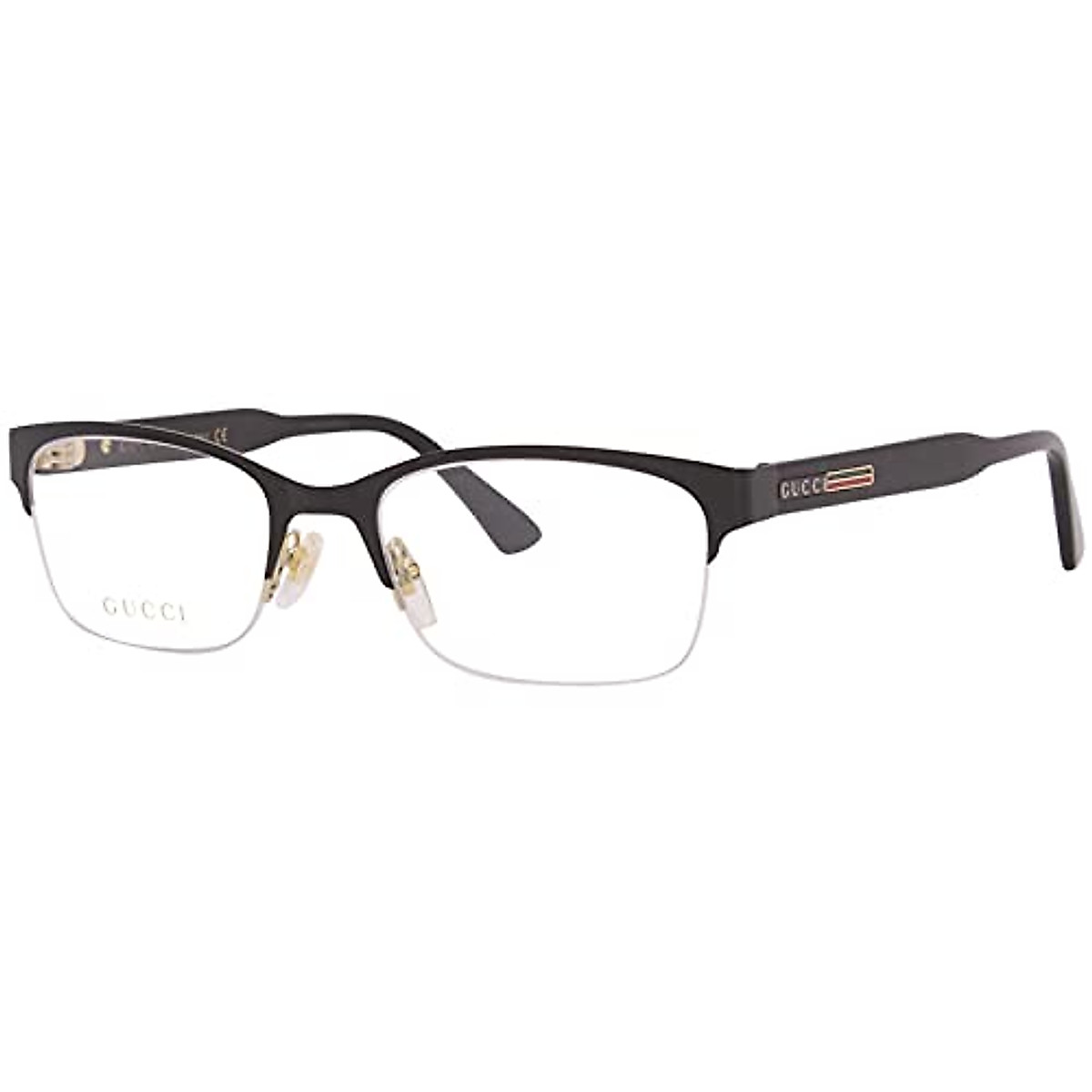 Gucci GG 0828O 001 Black Metal Semi-Rimless Eyeglasses 54mm