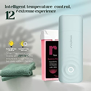 Waxfans Roll on Wax Kit for Hair Removal,Wax Warmer for Hair Removal，at Home Waxing Kit for Women，Wax RollerKit，Wax Kit for Full Body,Rose Wax Roller