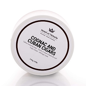 Henri et Victoria Shaving Soap For Men | Cognac and Cuban Cigars Fragrance | Smooth Shave, Lathers Up Nicely, Long-Lasting Scent | Triple Milled Soap, Canadian Made by Skilled Artisan 114 g (4 oz)