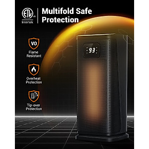 KopBeau Space Heater for Indoor Use, 1500W Electric Portable Tower w/Thermostat & Timer, Oscillating Ceramic Room Heater with 4 Modes, LED Display, Safe for Office, Home, Bedroom,