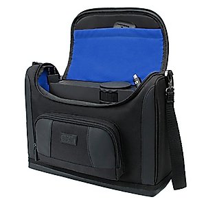 USA GEAR Mini Projector Case S7 Pro Portable Projector Bag Carrying Case with Accessory Storage - Compatible with Small LED Projectors from Vankyo, DR. J, AuKing, PVO, DBPOWER, CiBest (Blue)