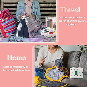 58 Pcs Crochet Set Kit, Crochet Kit for Beginners Adults, Travel Crochet Hook Case, Including Different Crochet Hooks and 5 Color Yarn Balls, Knitting Kit Crocheting Kit, Knitting and Crochet Supplies