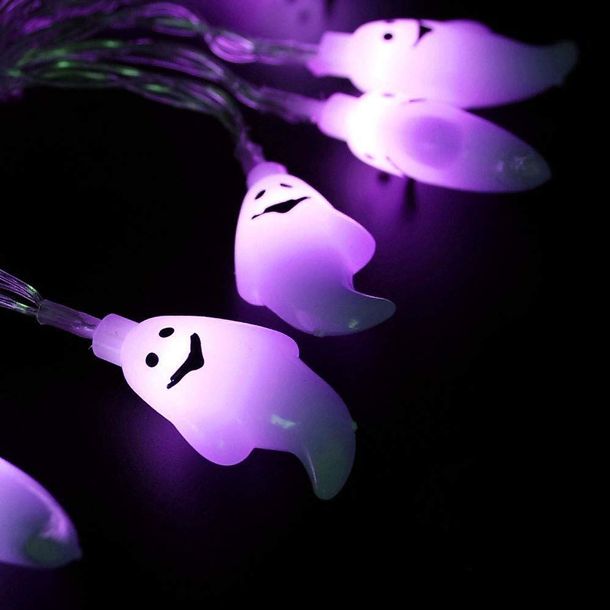 LIUPENGWEI Solar Outdoor Rodgersia String, 30 LED Ghost Globe-Shaped Solar Fairy Lights for Home, Party, Holiday, Christmas Decorations (Purple) Garden Ghost Light