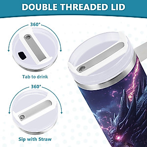 Slewiaeky Tumbler with Handle 40 oz Dragon Wild Myth Travel Mug with Lid and Straw Powerful Stainless Steel Vacuum Insulated Water Bottle Cup for Iced Tea Coffee Cold Beverages Cup Holder Friendly