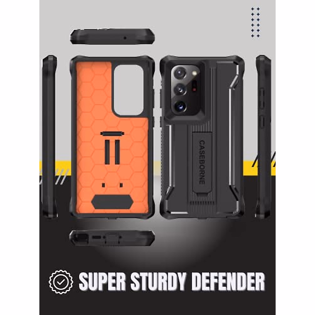 CaseBorne V Designed for Samsung Galaxy S23 Ultra 5G Case (Formerly ArmadilloTek), [Ultimate Protection Tech] Full-Body Multi-Layer Rugged Kickstand Protective Case Screenless- Black