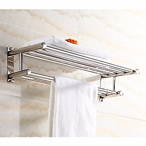 Stainless Steel Double Towel Bar 23 Inch With 5 Hooks ,Bathroom Shelves, Towel Holders Bath ,Towel Rack, Bathroom Shelves