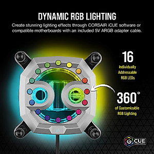 CORSAIR Hydro X Series XC7 RGB PRO CPU Water Block for Intel LGA 1700, 1200, 115X and AMD Socket AM4 (Copper Cold Plate, 110 MicroCooling Fins, 5V ARGB Motherboard Adapter Cable Included) Silver