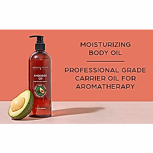 Brooklyn Botany Avocado Oil for Skin, Hair and Face - 100% Pure and Natural Body Oil and Hair Oil - Carrier Oil for Essential Oils, Aromatherapy and Massage Oil - 16 fl Oz