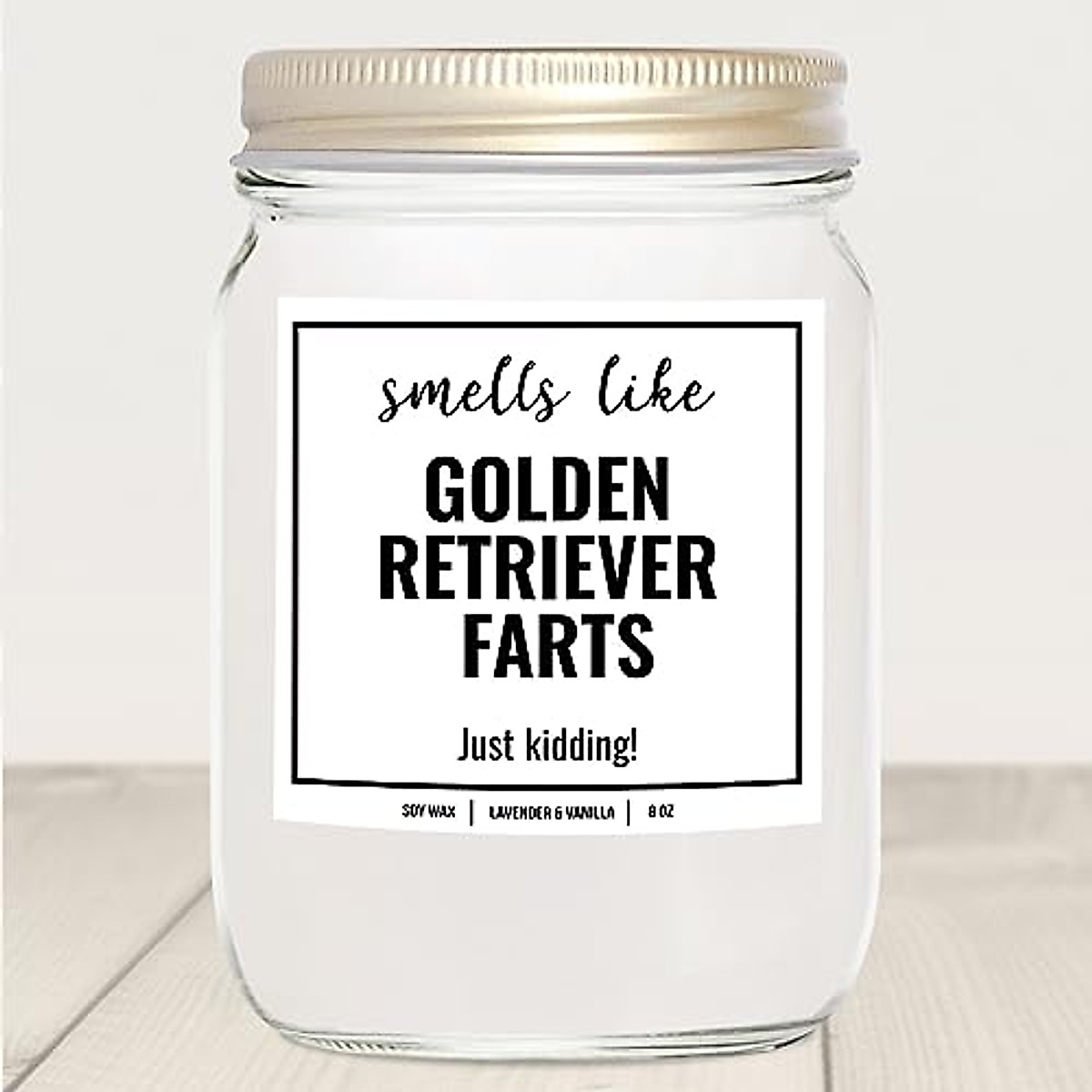 YouNique Designs Smells Like Golden Retriever Farts 8oz Soy Candle - Dog Farts Candle Gifts for Golden Retriever Lovers - Golden Retriever Gifts for Women, Men, Dog Lovers (Lavender & Vanilla)