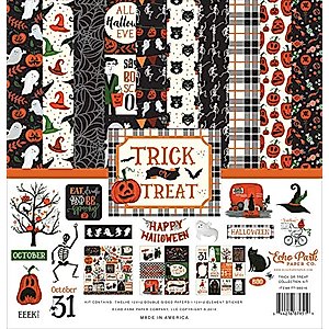 Echo Park Paper Company Trick Or Treat Collection Kit paper, orange, black, green, grey 12-x-12-Inch