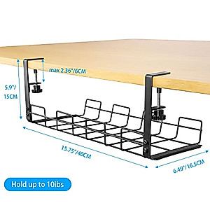 3Pack Under Desk Cable Management Tray,15.7'' Metal No Drill Steel Desk Cable Organizers, Wire Management Tray, Inward Or Outward Cable Rack,Desk Cable Tray With Wire Organizer And Desk Cord Organizer