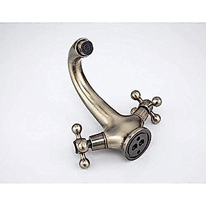 ItoNc Kitchen Taps Kitchen Tap Kitchen Tap Retro Style Antique Bathroom Faucet Bronze Brushed Sink Hot and Cold Water Tap Bath Basin Sink Mixer Double Handle,Kitchen faucets