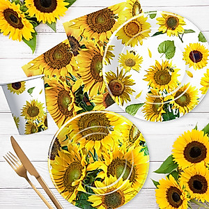 APOWBLS Sunflower Plates And Napkins Party Decorations Tableware, Sunflower Party Supplies For Birthday, Baby Shower, Bridal Shower, Plate, Napkin, Tablecloth, Sunflower Table Decorations | Serve 24