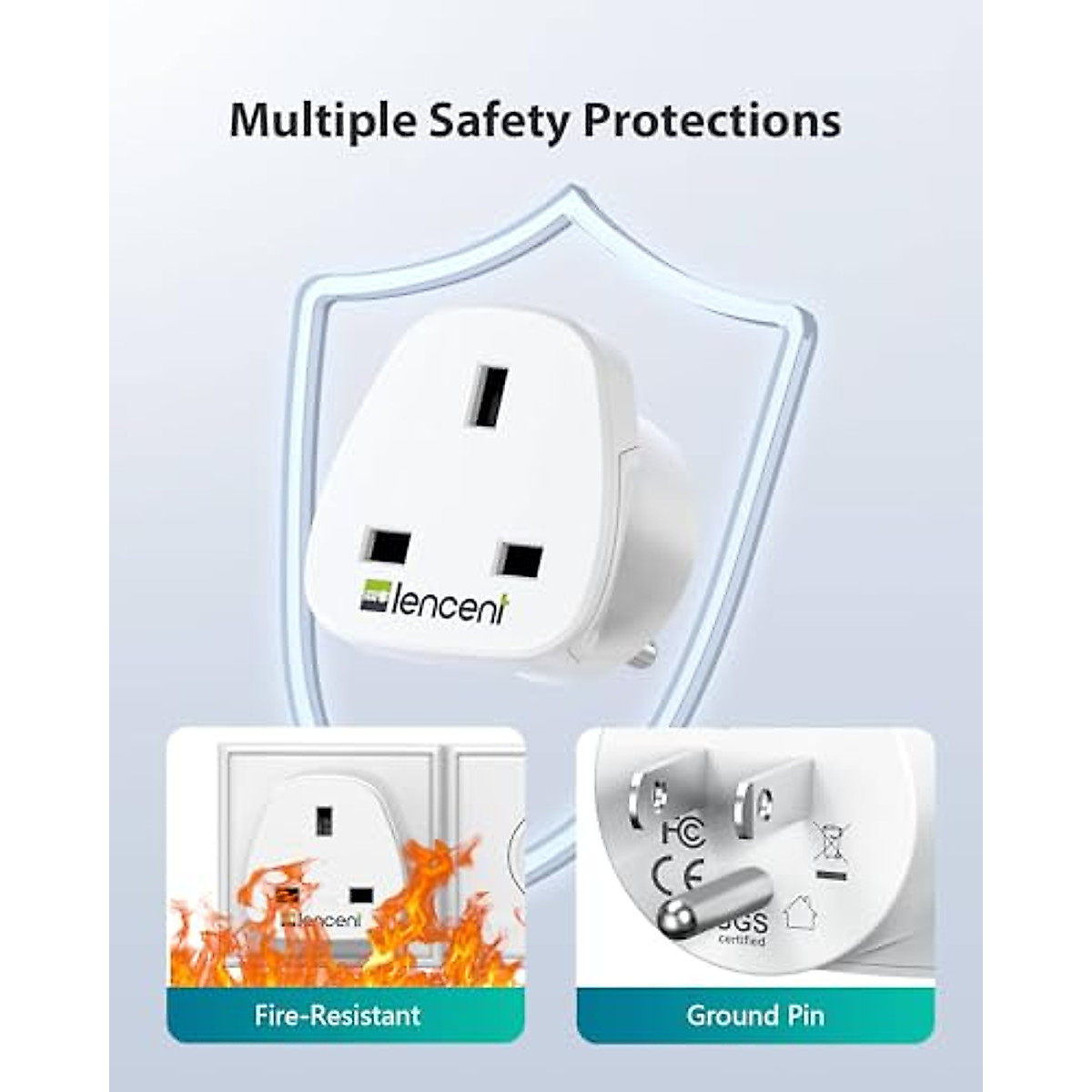 LENCENT UK to US America Plug Adapter, 2 Pack Grounded USA Visitors Travel Converter, Converts All Type G Plugs from United Kingdom UK Singapore Malaysia UAE Ireland Malta Hongkong and etc. (Type B)