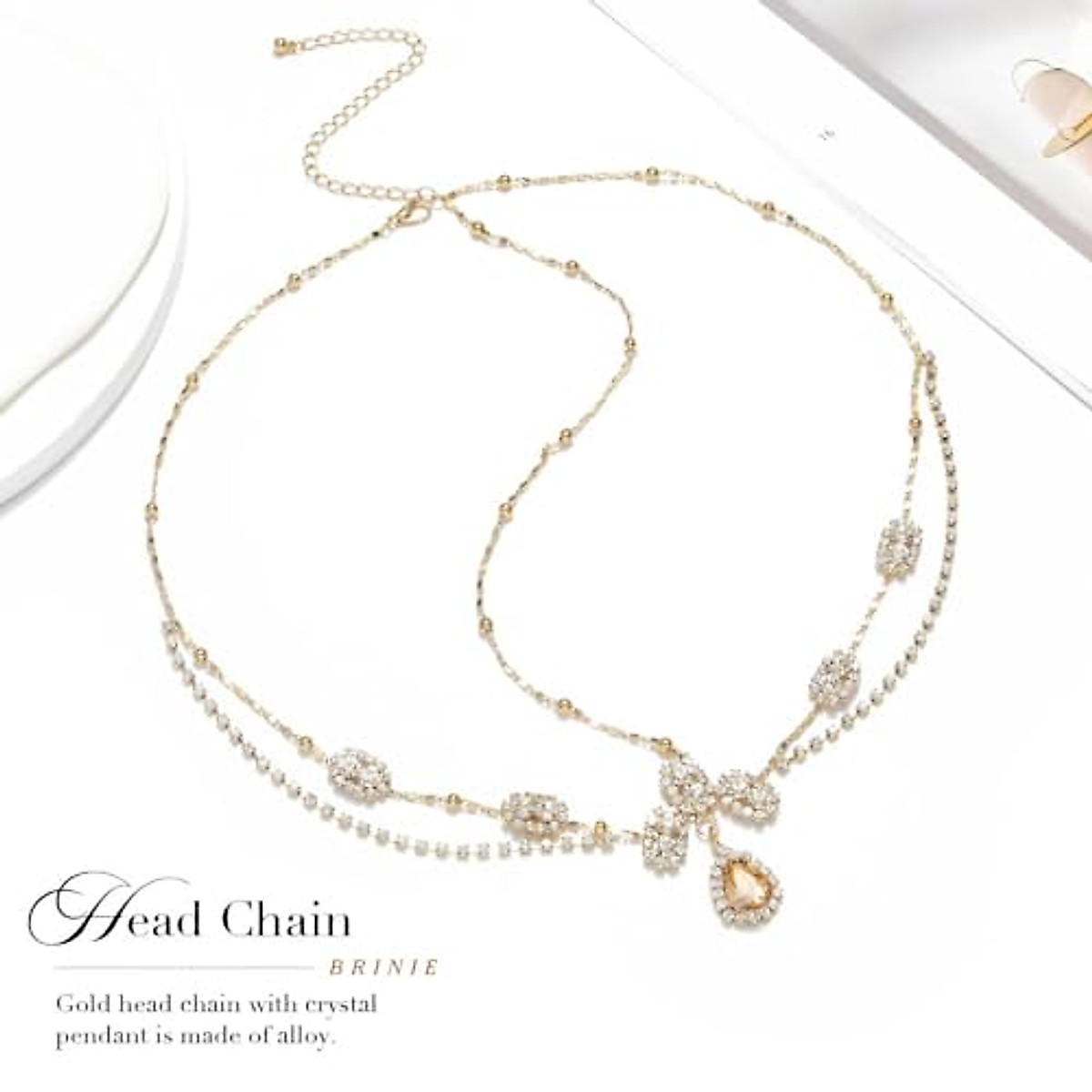 Brinie Rhinestone Hair Chains Silver Head Chain Jewelry Bride Wedding Headbands Chain Bridal Headpiece Jewelry Forehead Chain Costume Prom Wedding Hair Jewelry for Women and Girls (Type 2)