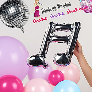 Pink purple blue music fans Balloon garland arch kit 140pcs disco ball Star mylar balloon & singer friendship Bracelets Shape balloons chain for girl sweet16 birthday Concert theme decorations
