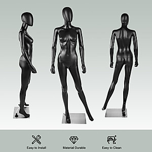 Female Mannequin Full Body Black - 70'' Mannequin Dress Form Display Full Body Mannequin Manikin Torso Stand