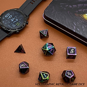 Mental DND Dice Set, D and D Dice Set, Dungeons and Dragons Dice Set with Case, D&D Dice, Dice DND, D4, D6, D8, D10, D12, D20 (Black)