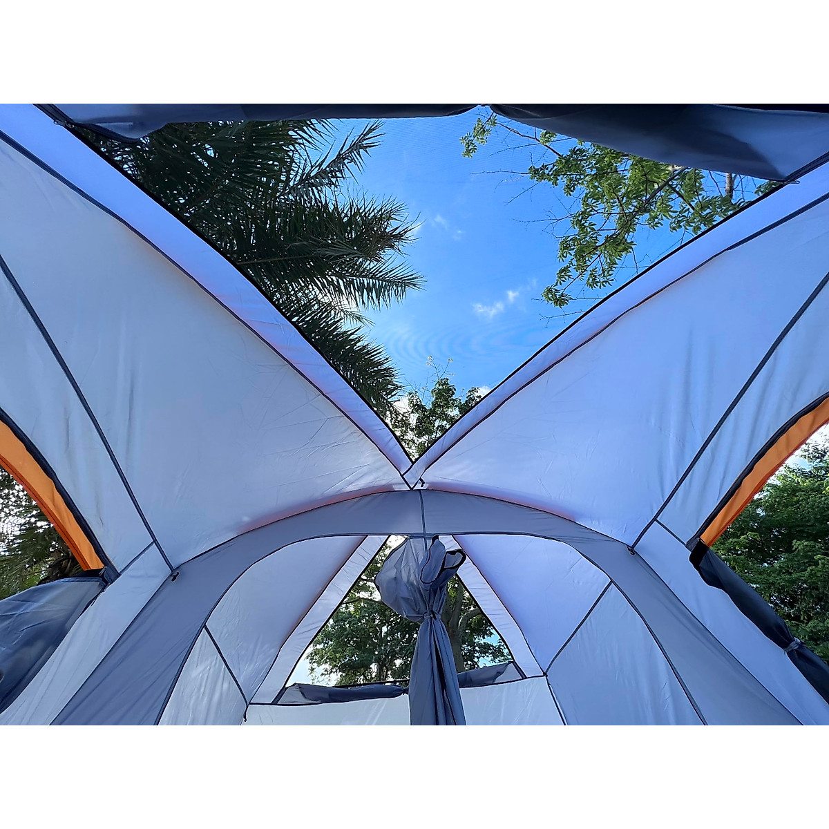 KTT Extra Large Tent 10-12 Person(B),Family Cabin Tents,2 Rooms,3 Doors and 3 Windows with Mesh,Straight Wall,Waterproof,Double Layer,Big Tent for Outdoor,Picnic,Camping,Family Gathering(Dark Blue)