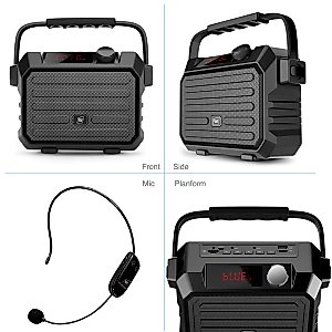 Portable Mini Bluetooth PA System with Wireless Headset Microphone 30W Personal Pa Speaker Rechargeable Voice Amplifier Supports Echo/FM Radio/AUX-in Mode/USB Input/TF Card