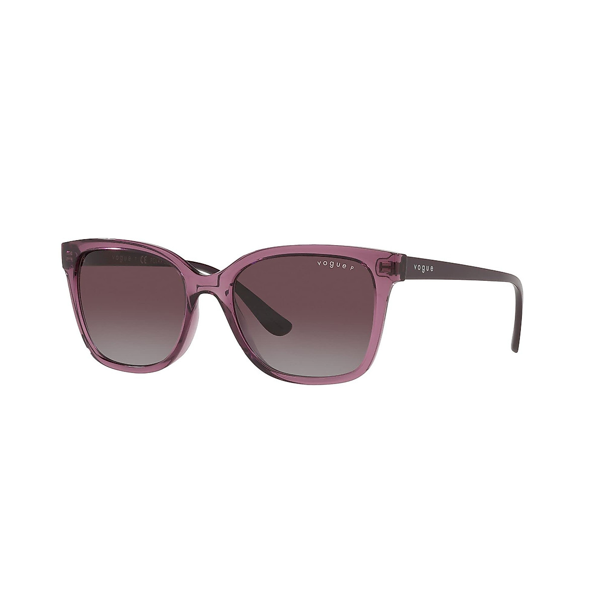 Vogue Eyewear Woman Sunglasses Transparent Purple Frame, Polar Grey Gradient Dark Violet Lenses, 54MM