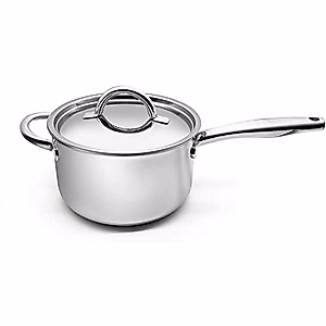 Fortune Candy 4-Quart Saucepan with Lid, Tri-Ply, 18/8 Stainless Steel, Advanced Welding Technology, Dishwasher Safe, Induction Ready, Mirror Finish