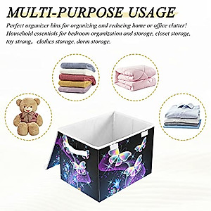 innewgogo Flowers Butterfly Storage Bins with Lids for Organizing Large Collapsible Storage Bins with Handles Oxford Cloth Storage Cube Box for Dog Toys