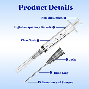 Xuanda 5ml/cc Syringes with 22 G Safety Individually Wrapped (25)