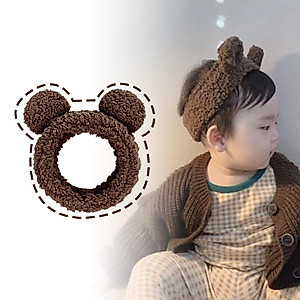 CNSSKJ Spa Headband for Women Girls Cute Bear Ears Hair Bands Puffy Bear Ears Elastic Headband Face Washing Makeup Non-slip Headband (Brown)