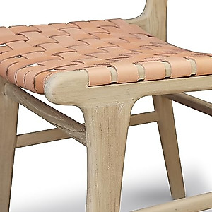 POLY & BARK Banda Teak & Leather Dining Chair, Russet Natural
