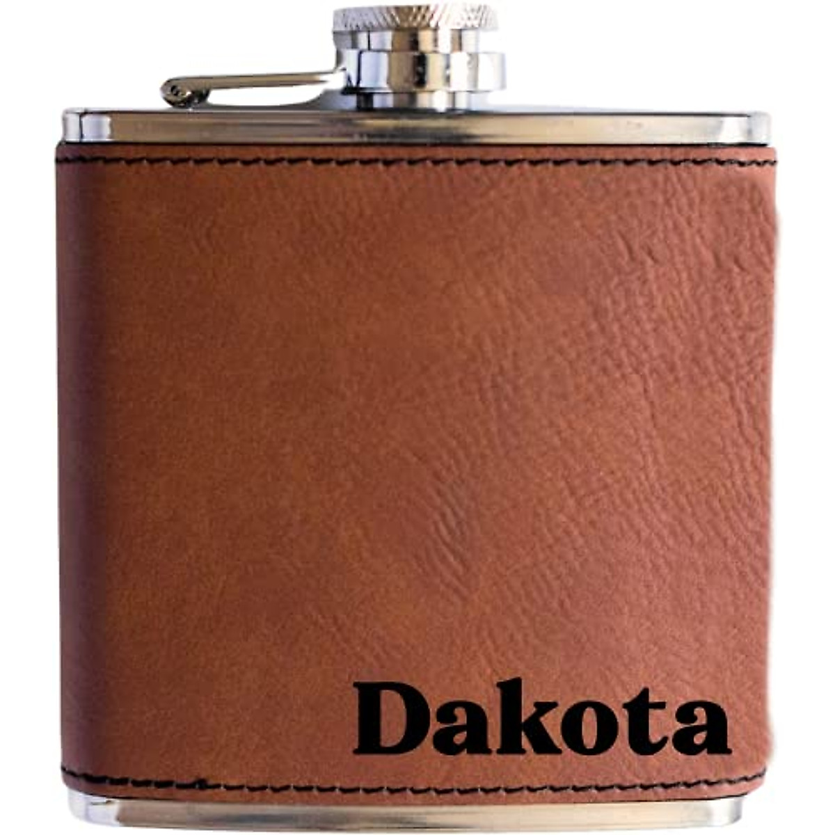 Personalized Flask For Wedding Gift. Customized Flask Gift Set. Engraved Leatherette Flask With Optional Gift Box For Groomsmen Gifts. Engraved Flask (Rawhide)