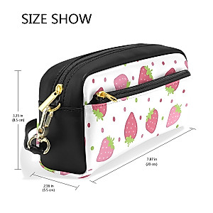 ABLINK Cute Pink Strawberry Pencil Pen Case Pouch Bag with Zipper for Travel, School, Small Cosmetic Bag
