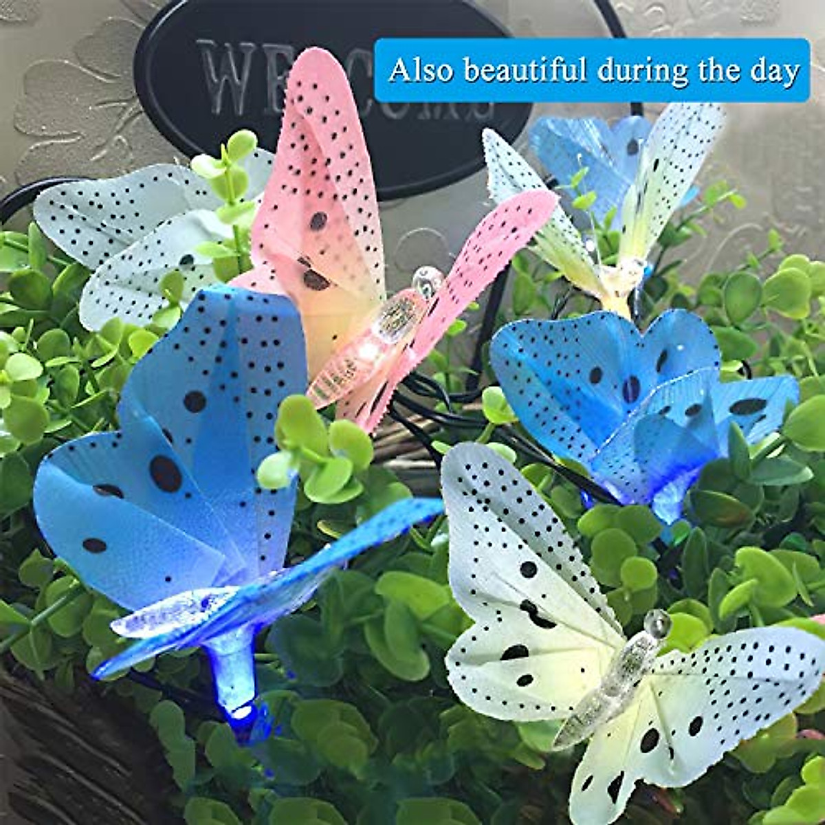 jindaaudio Solar Butterfly Lights Outdoor, Solar Powered String Lights, Led Butterfly String Lights, Solar Lights Outdoor Butterfly Garden, Butterflies Solar Lights Outdoor with Led Waterproof