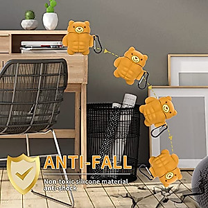 AirPods Case Cute Muscle Bear Design with Keychain Soft Silicone Protective Cover Compatiable with AirPods 1st & 2nd Generation Case