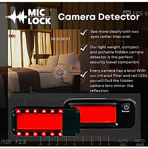 Mic-Lock Camera Finder - Anti Spy Hidden Camera Detector - Secure Business Meetings, Hotels & Vacation Rentals (Black)