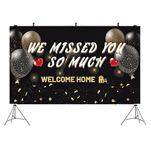 Welcome Home Decorations We Missed You So Much Banner Backdrop Black Gold Welcome Back Home Family Party Supplies Patriotic Military Homecoming Army Deployment Returning Back Poster